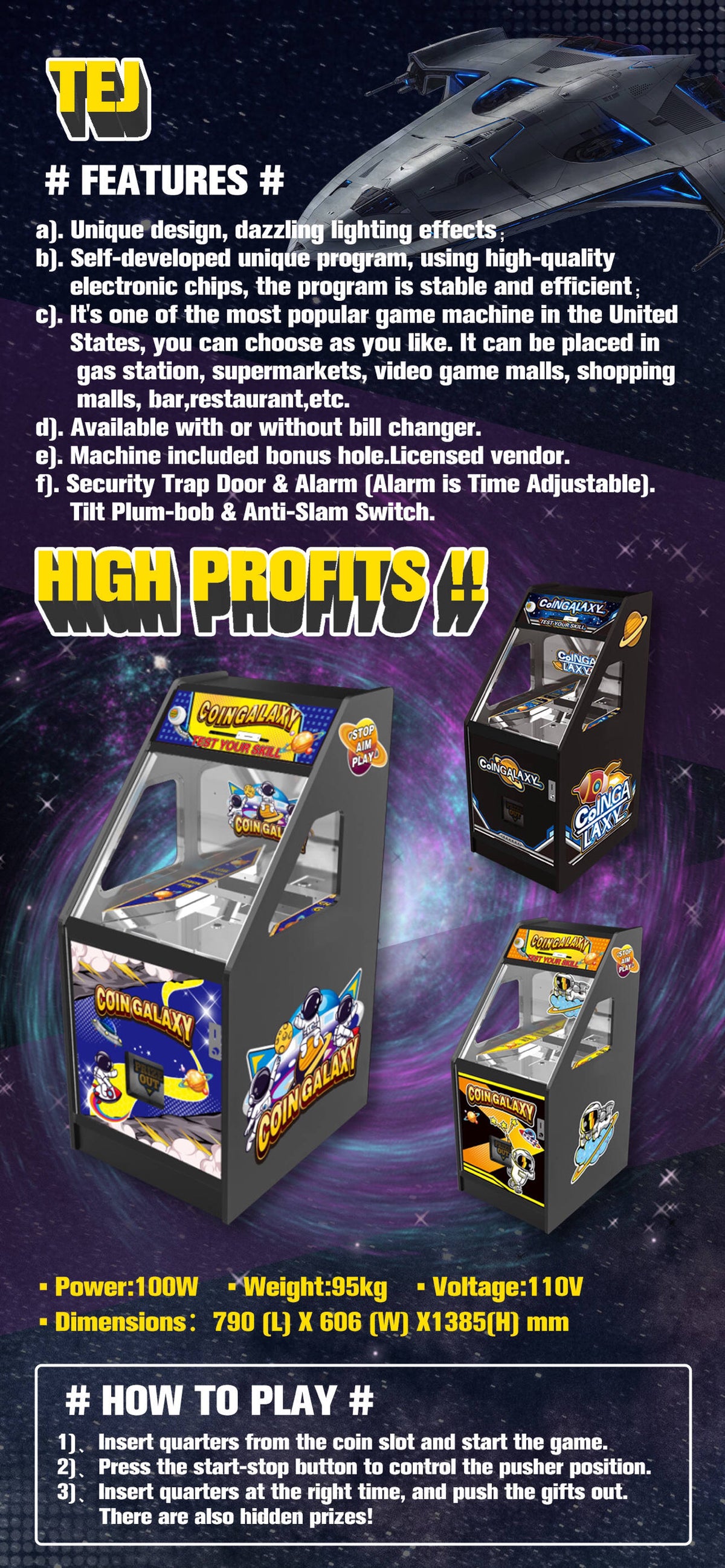 BONUS HOLE *HEAVY DUTY* COIN PUSHER LATEST DESIGNS! WITH BILL CHANGER ...